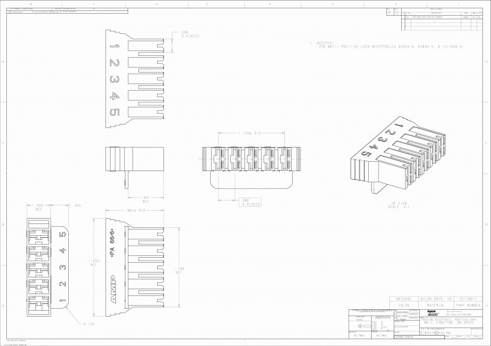 TE Connectivity 521780-1 controlled drawing preview