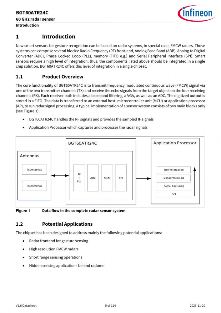 BGT60ATR24C technical document page 5