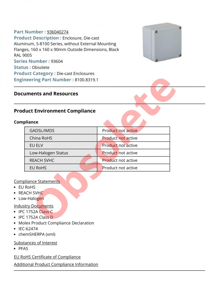 MOLEX 936040274 product documentation image 1