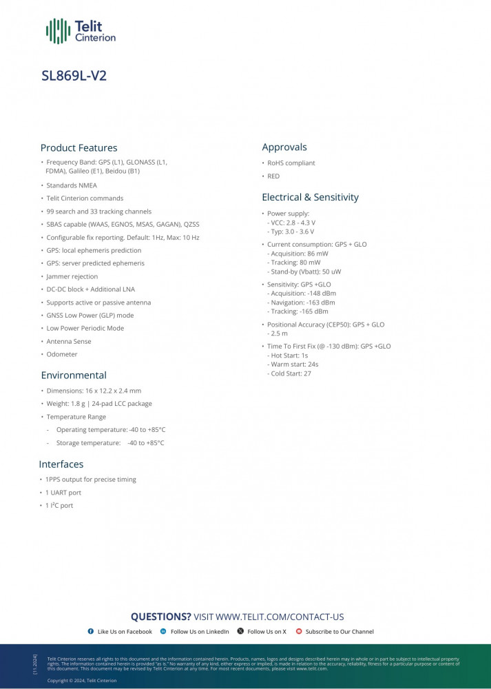 SL869L-V2 technical document page 2