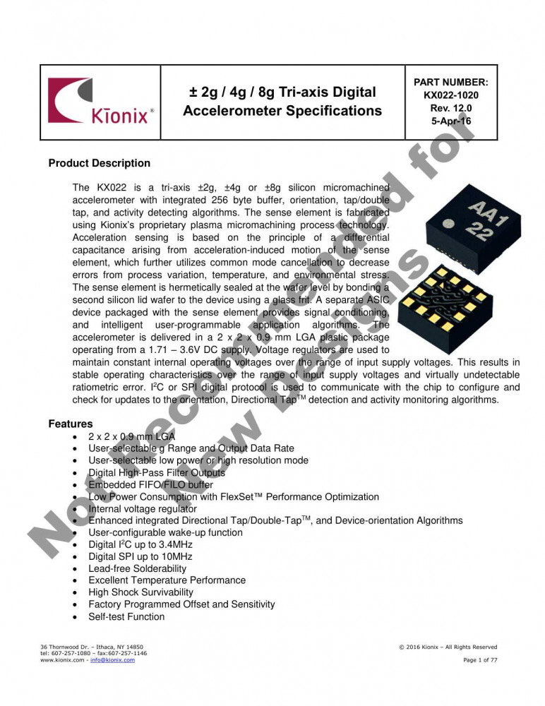 KX022-1020 datasheet page 1