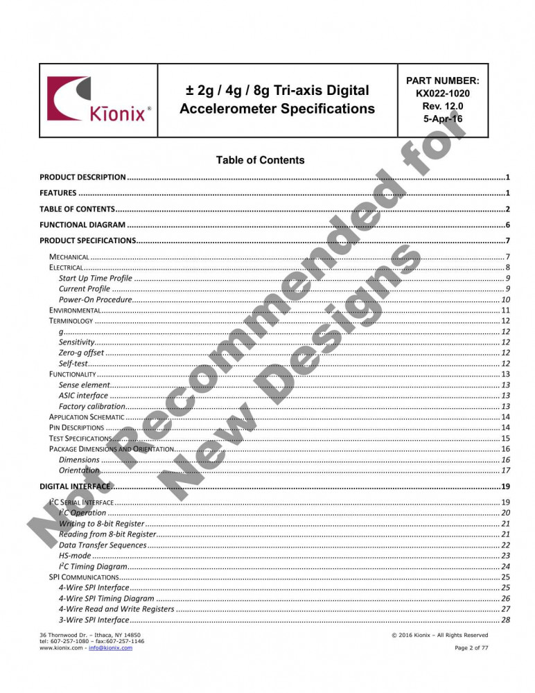 KX022-1020 datasheet page 2