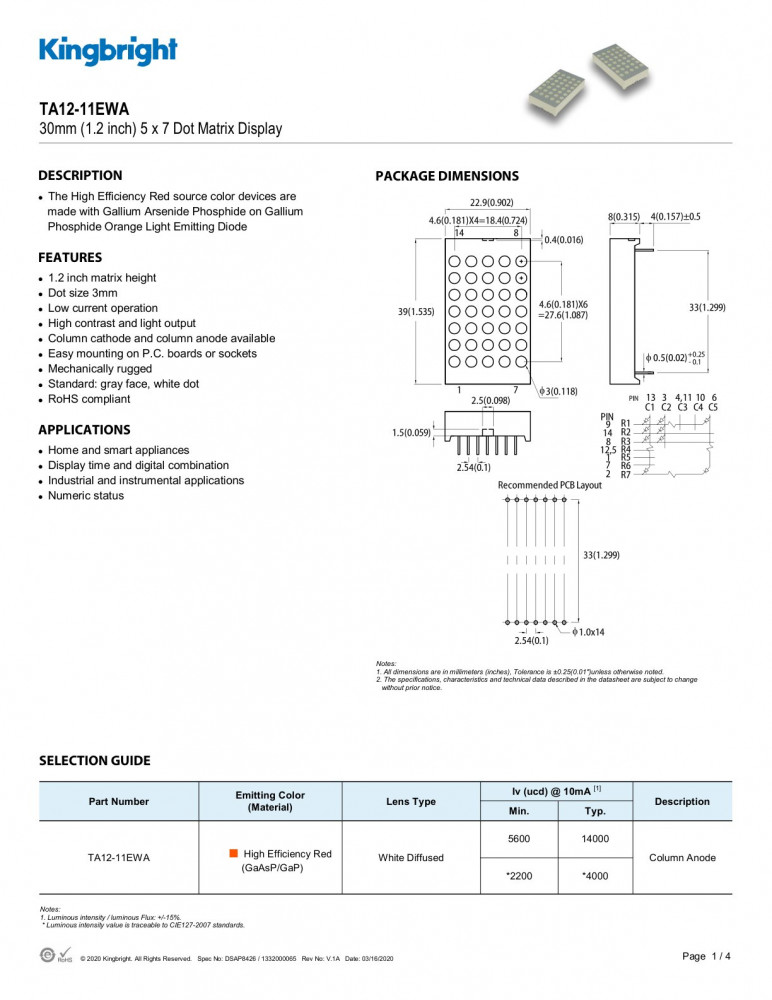 TA12-11EWA datasheet page 1
