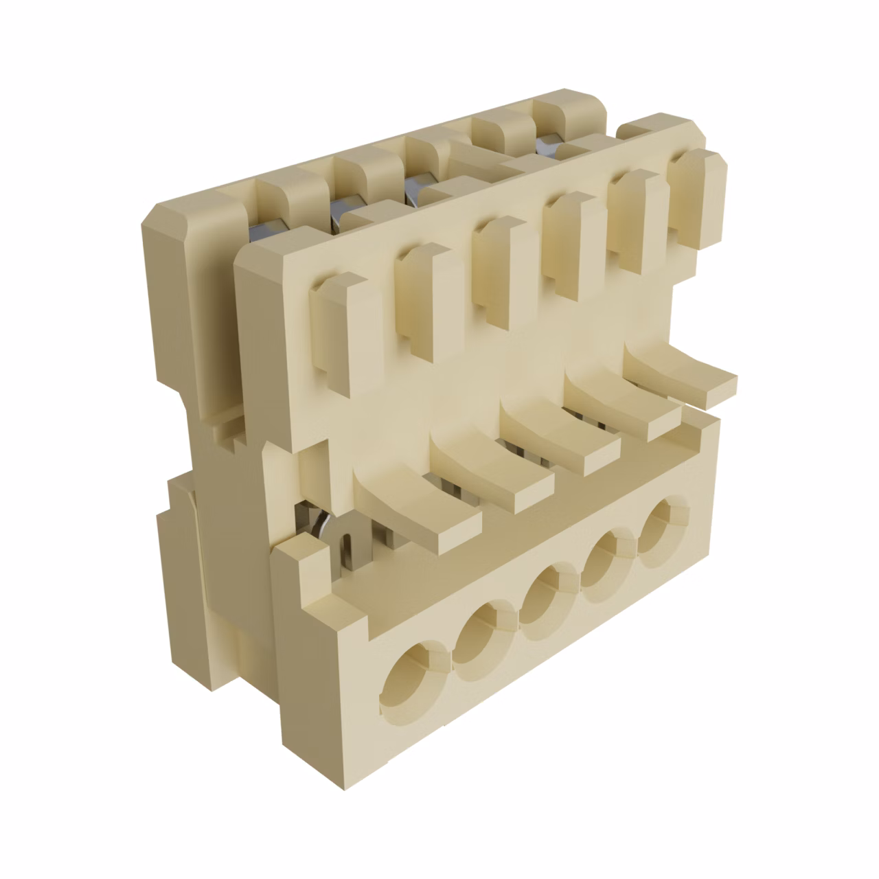 Appli-Mate RAST 2.5 IDT Connector, 2.50mm Pitch, Direct/Indirect, Female, Beaded Terminal, 5 Circuits, All Position Keys, Open Endwalls, Polarizing Rib Between 3/4 for sale