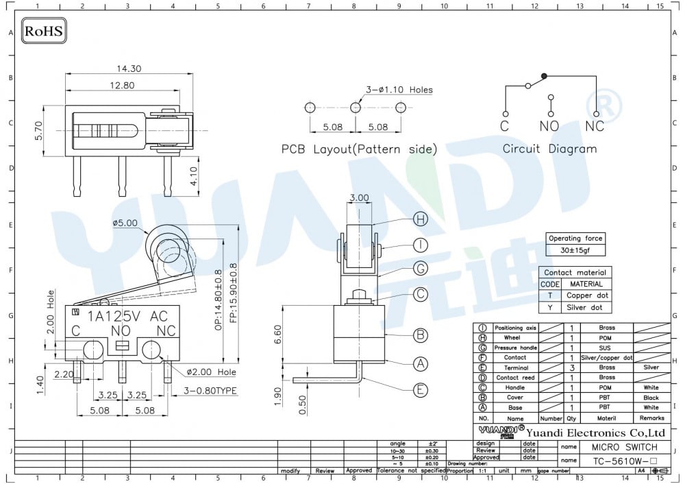 Yuandi TC-5610W-T technical document preview