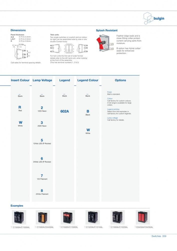 Bulgin switch catalogue page 6