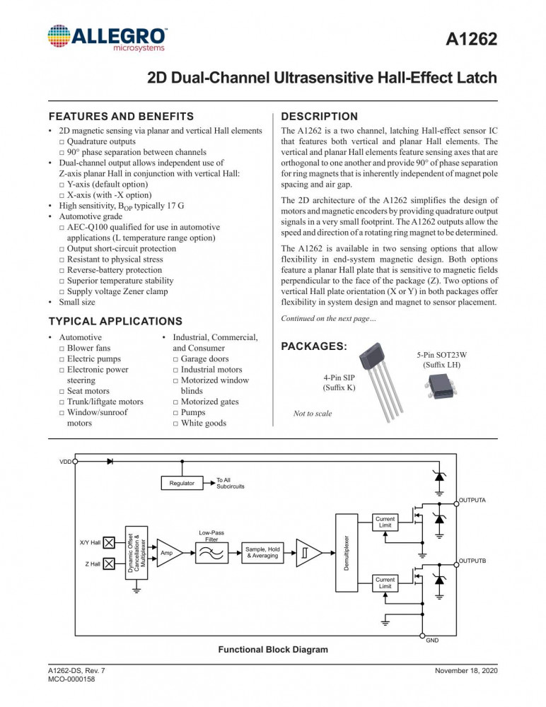 A1262 datasheet page 1