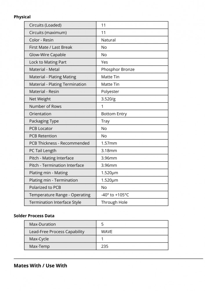 Molex KK 396 product specification page preview 3