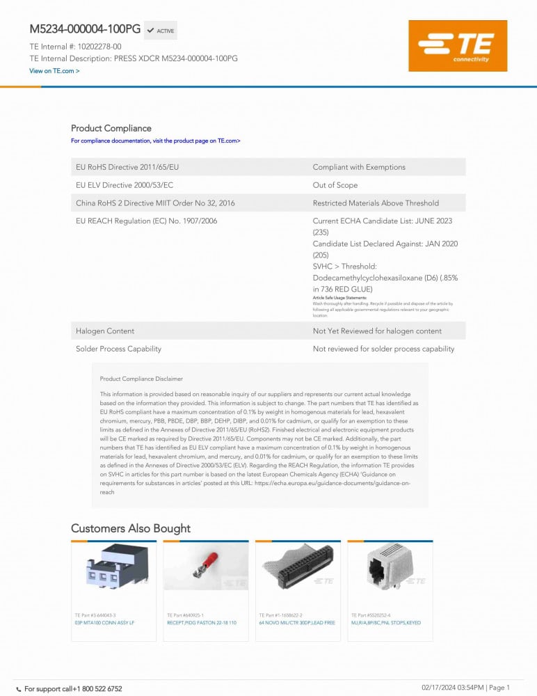 M5234-000004-100PG technical document page 1