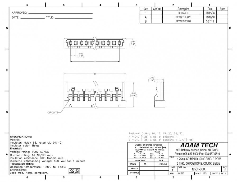 ADAM TECH 125CH-D-08 technical document preview
