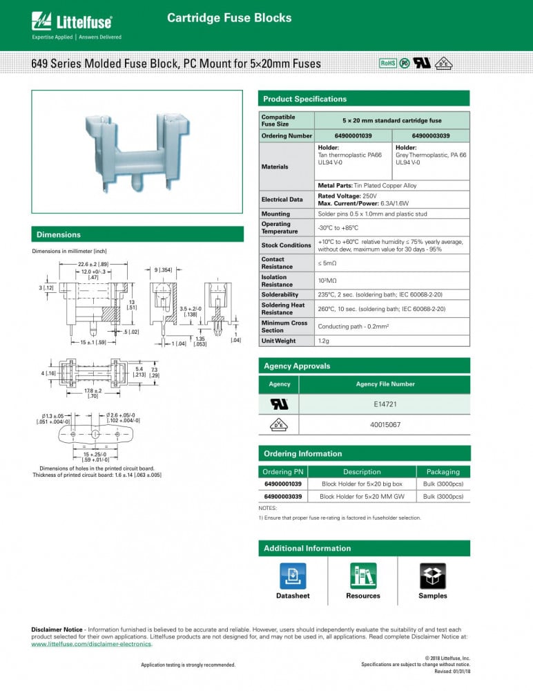 Littelfuse 64900001039 datasheet page