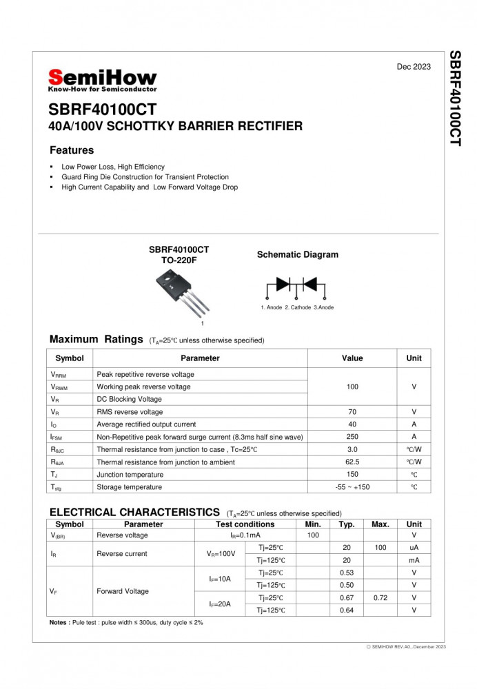 SBRF40100CT datasheet page 1