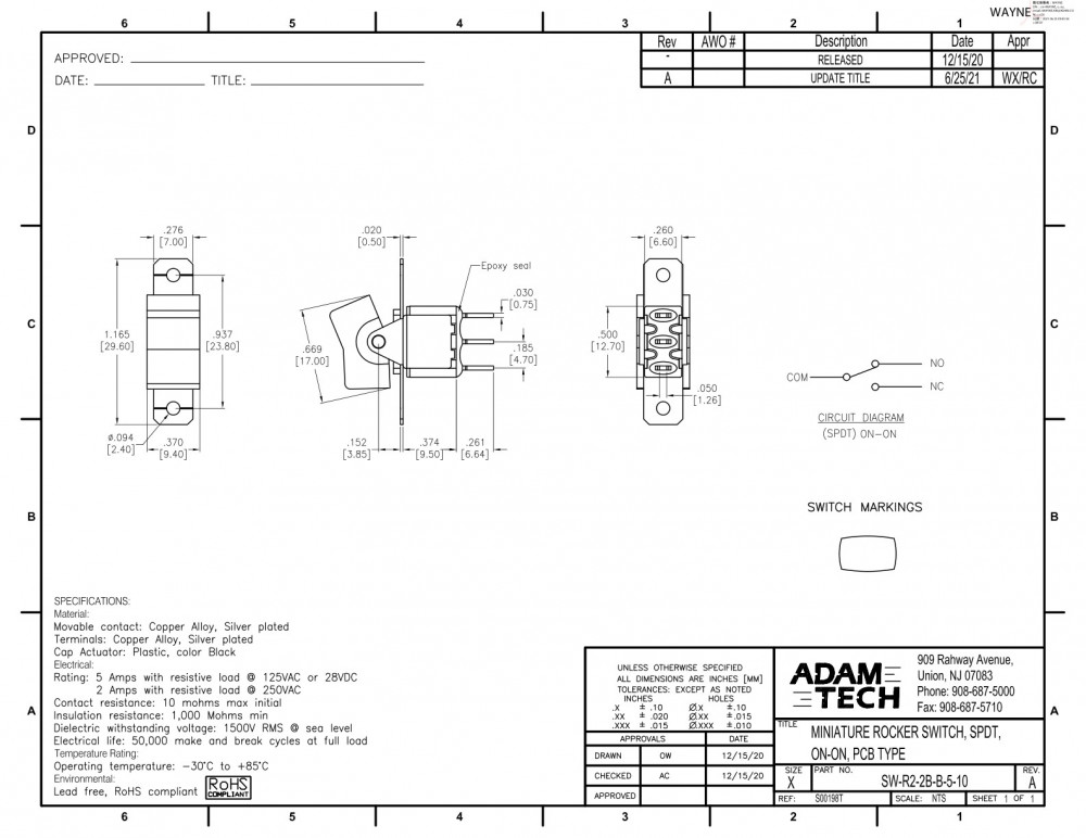 ADAM TECH SW-R2-2B-B-5-10 official datasheet