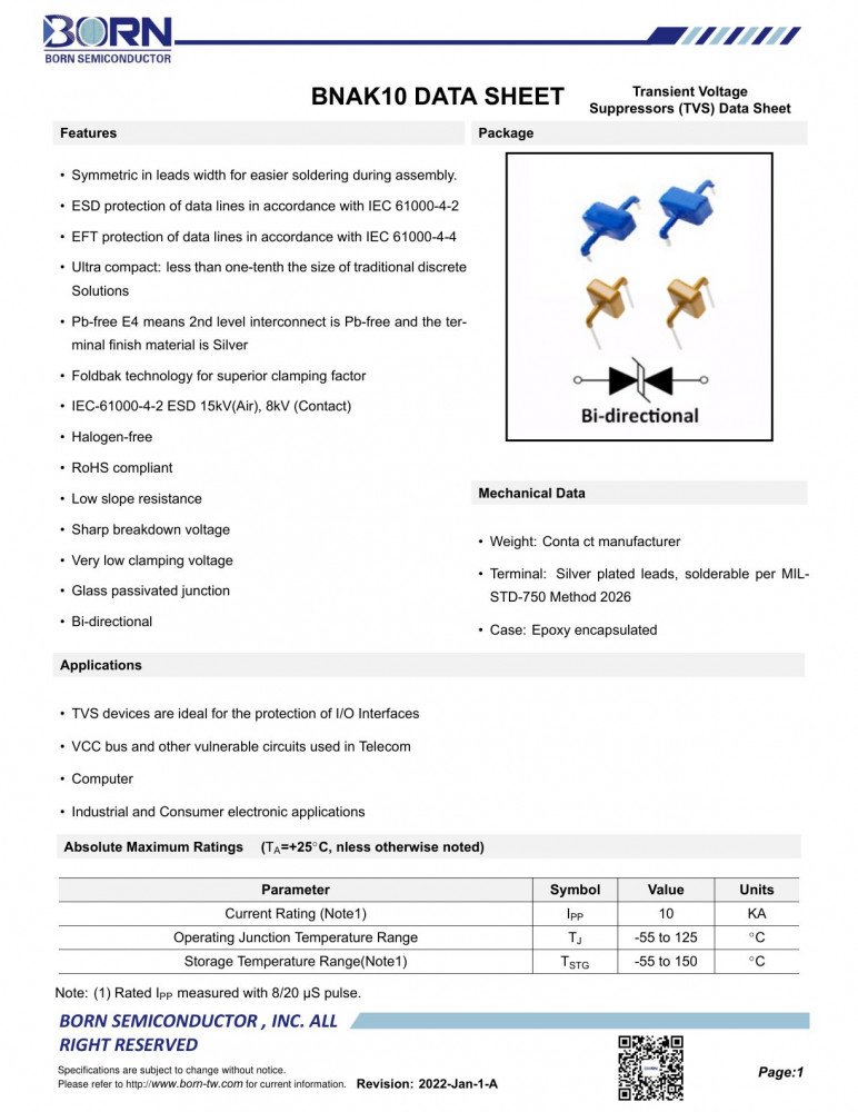 BNAK10 datasheet page 1