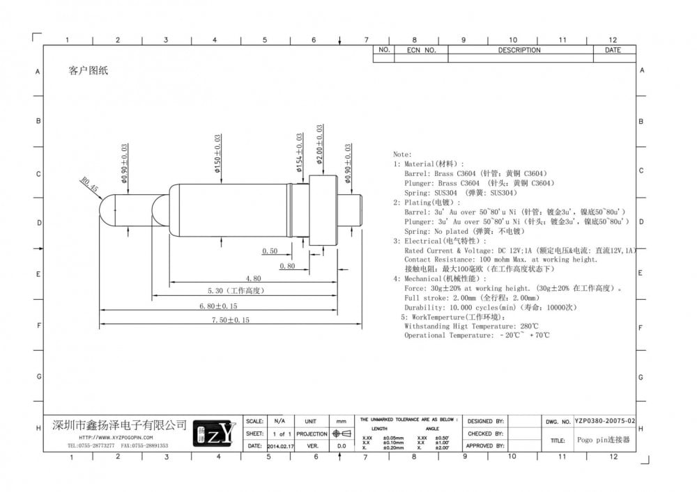YZP0380-20075-02 specification page 3