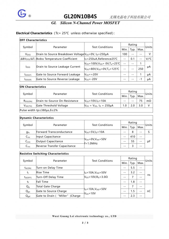 GL20N10B4S technical document page 2