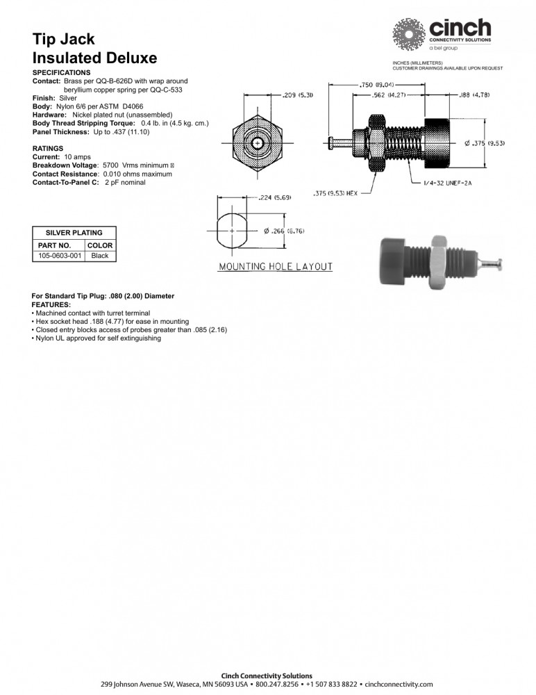 Bel Fuse 105-0603-001 technical document preview