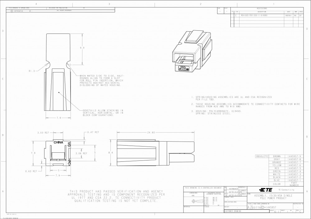TE Connectivity 1445957-3 technical drawing preview