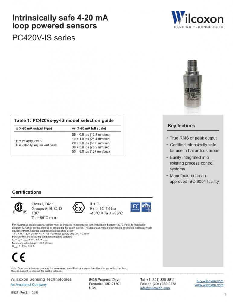 PC420V-IS series datasheet page 1