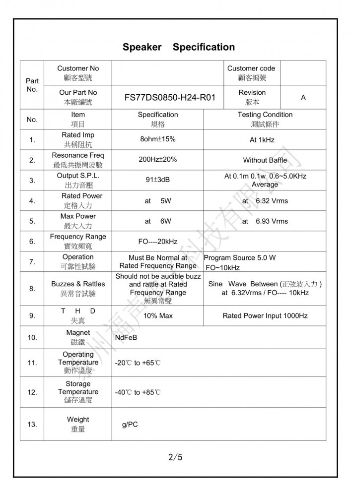 FS77DS0850-H24-R01 specification page 3