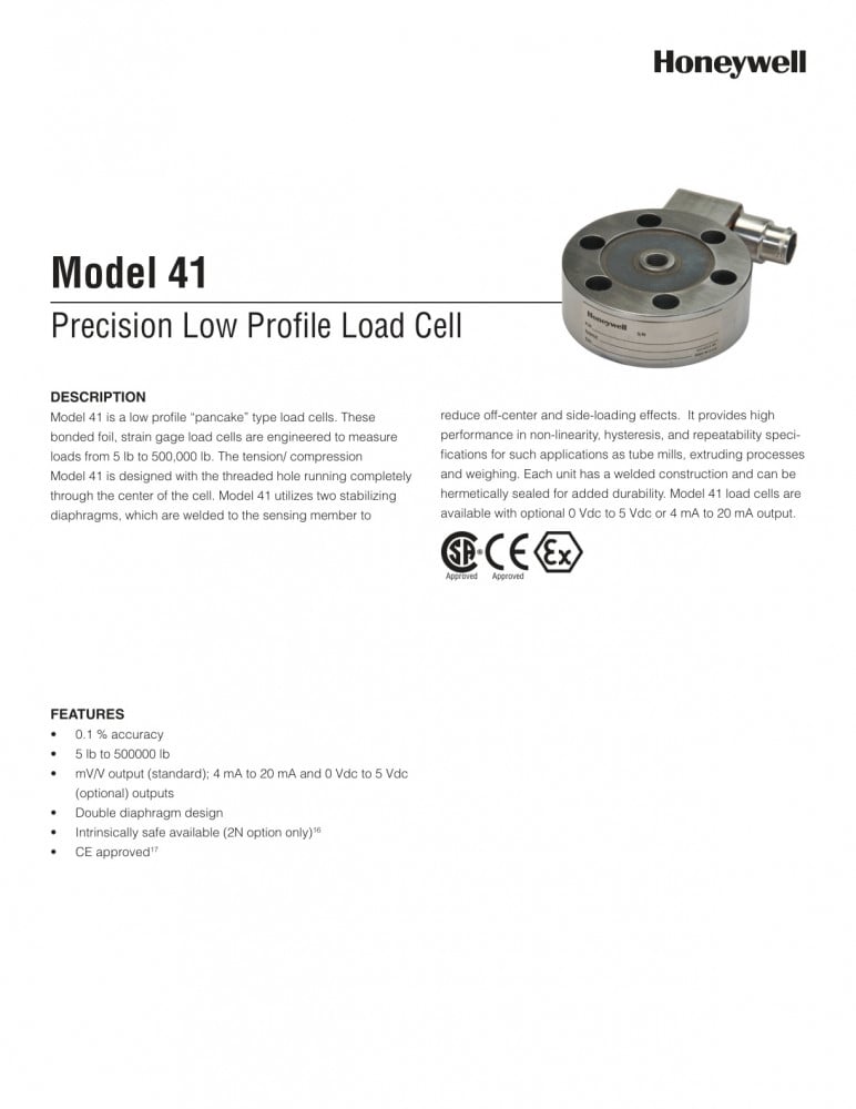 Honeywell Model 41 datasheet page 1