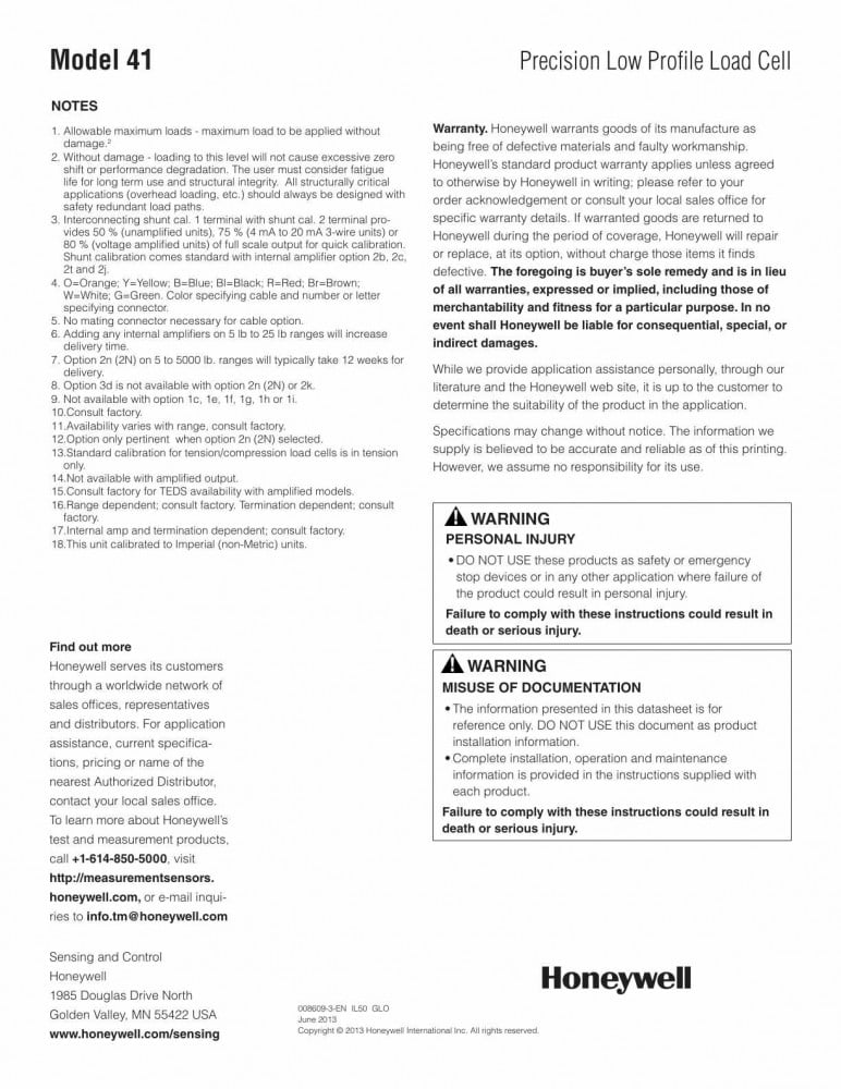 Honeywell Model 41 datasheet page 6