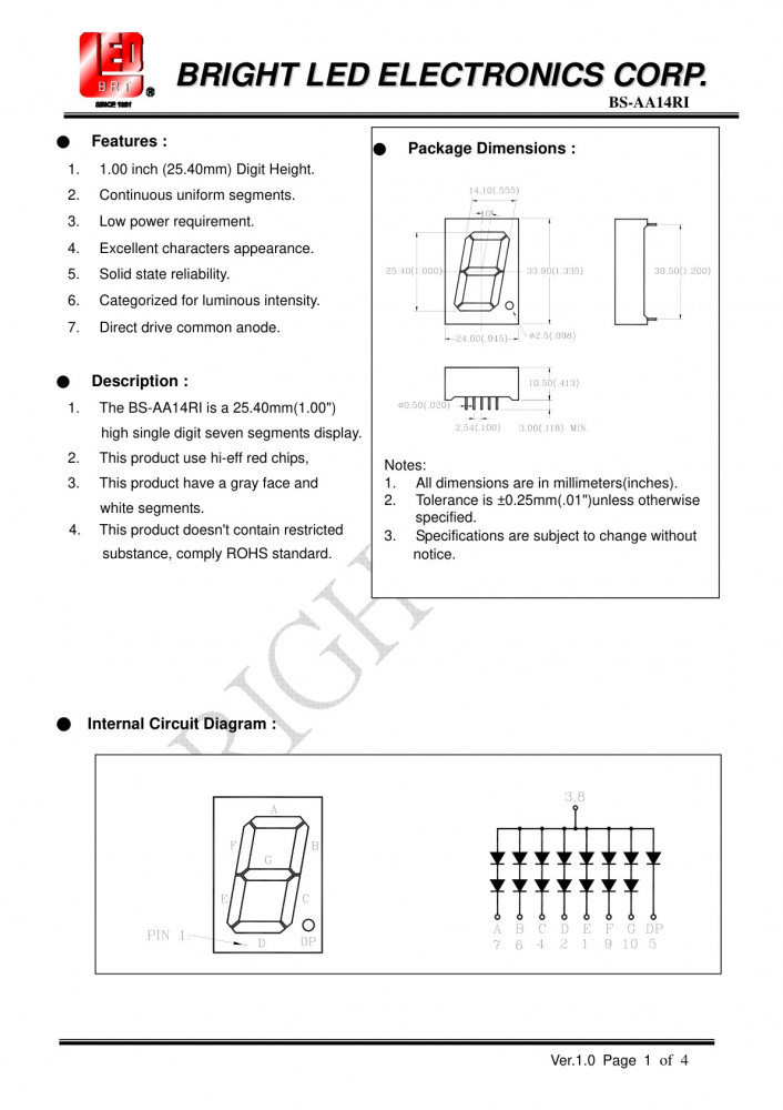 BS-AA14RI datasheet page 1