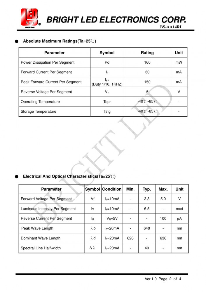 BS-AA14RI datasheet page 2