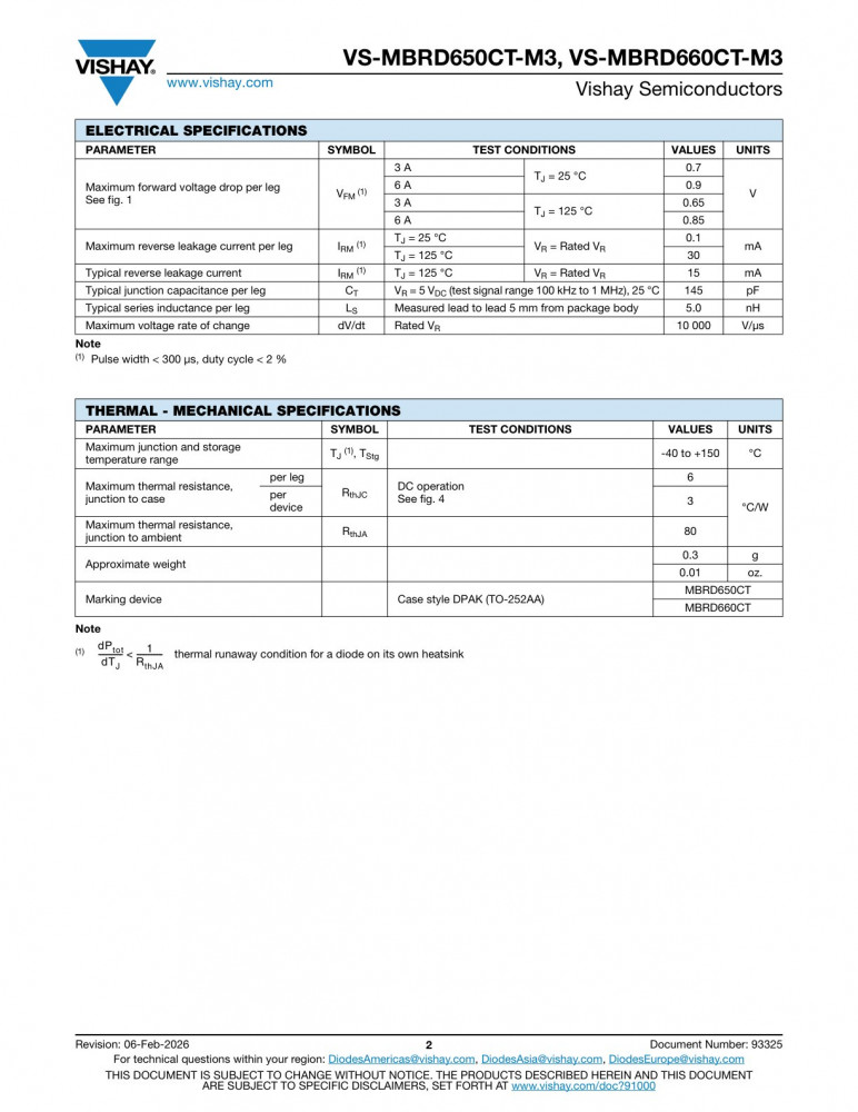 VS-MBRD6 datasheet page 2