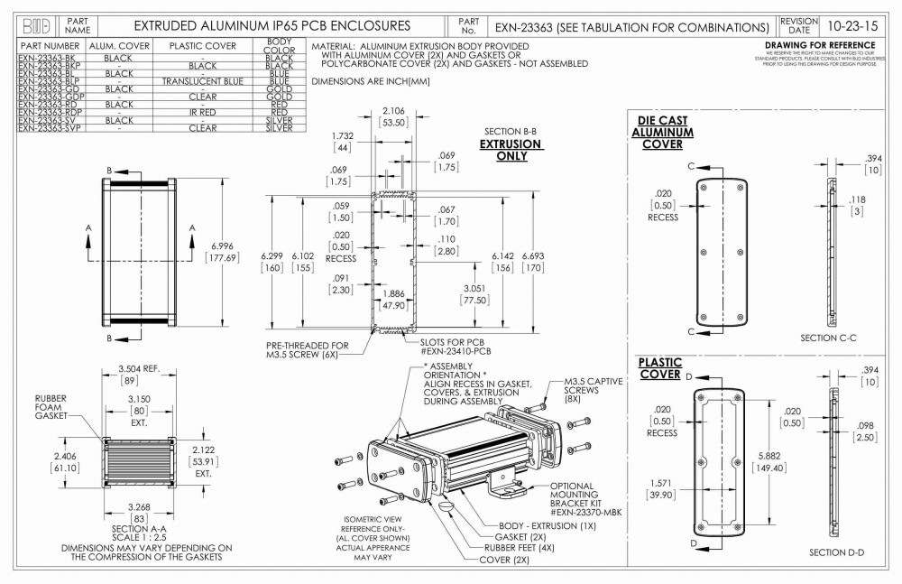Bud Industries EXN-23363 enclosure drawing for reference