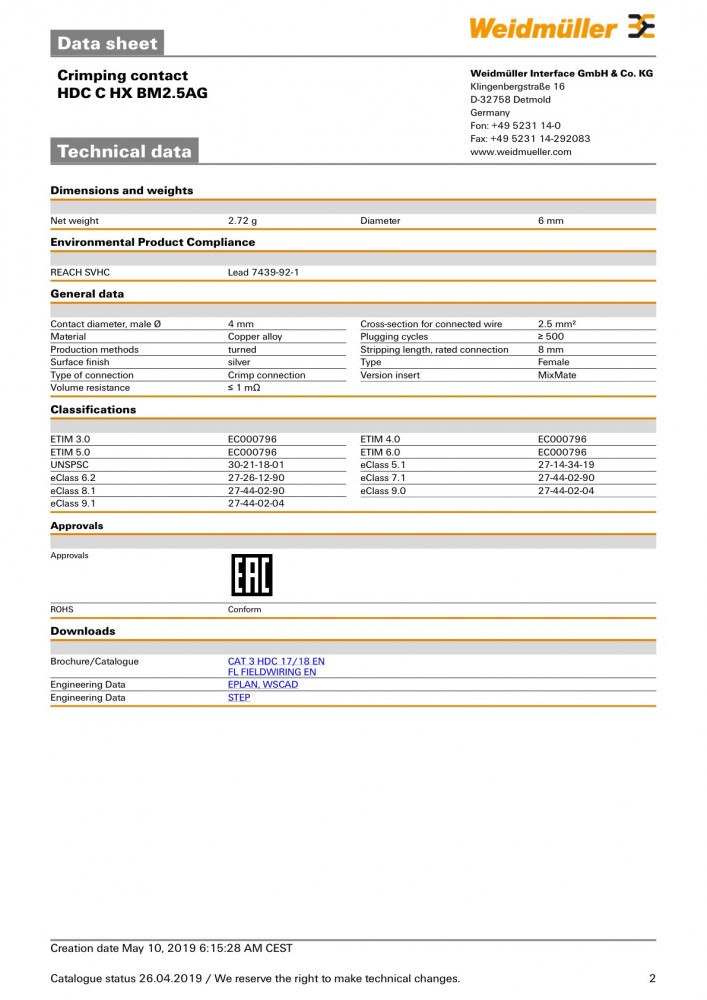 WEIDMULLER 1002960000 technical document page 2