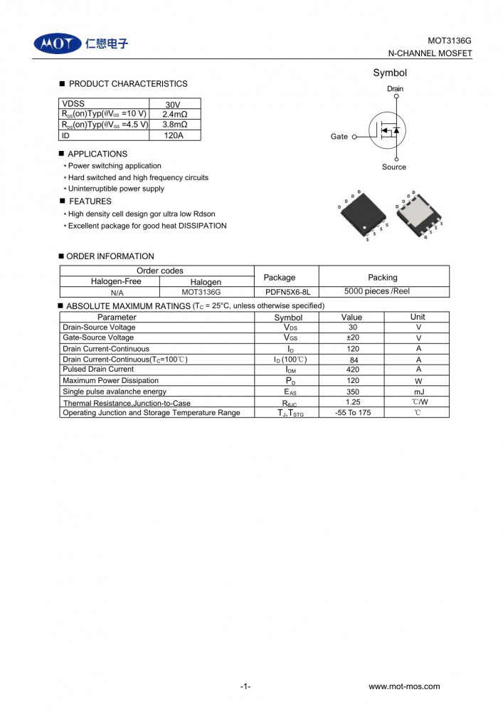 MOT3136G datasheet page 1