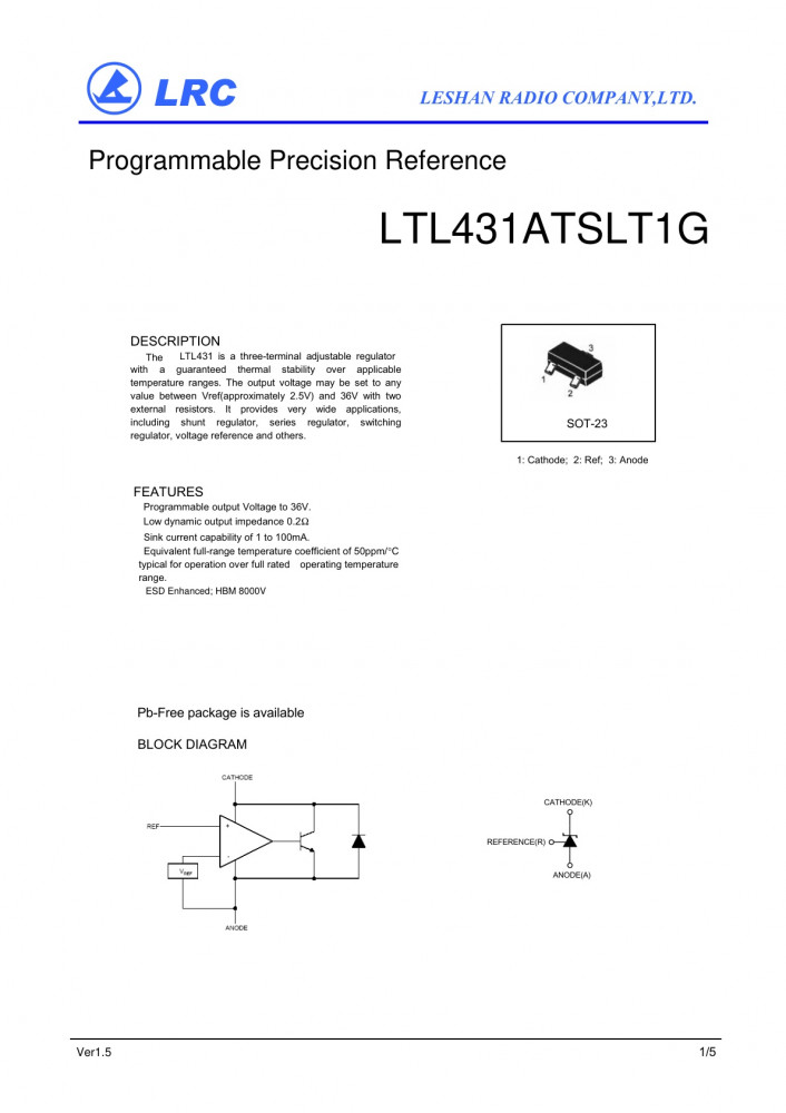 LTL431ATSLT1G datasheet page 1