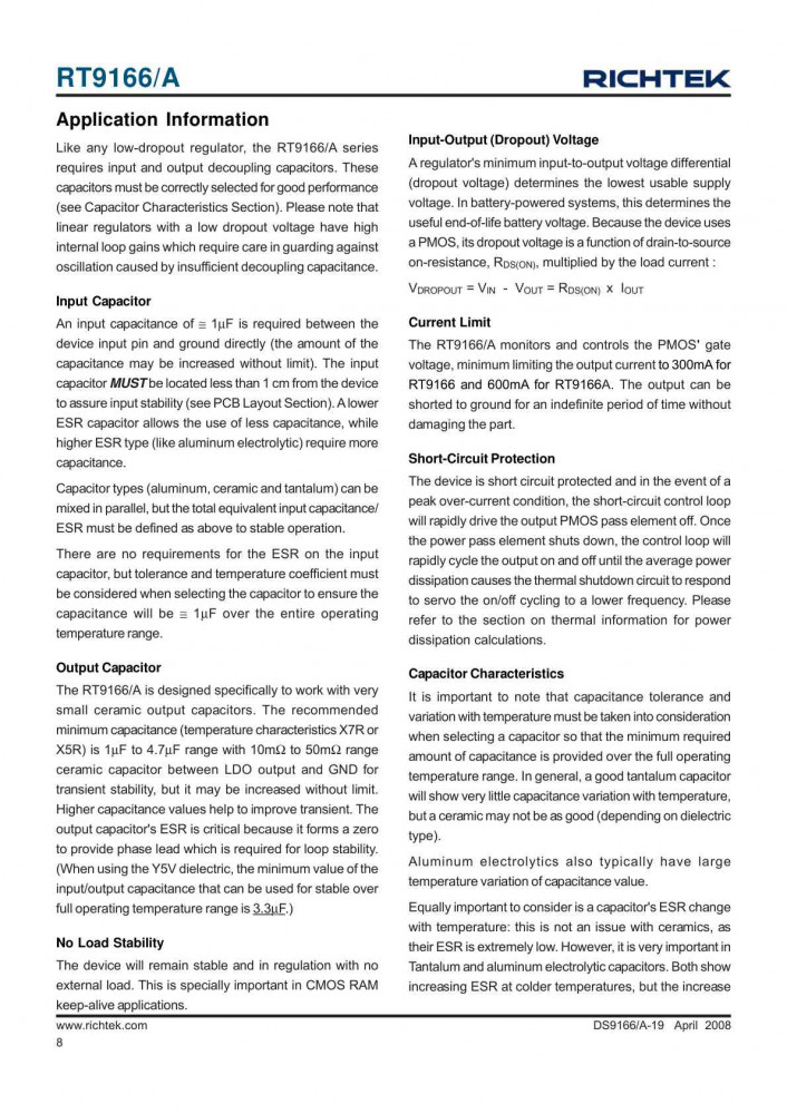 RT9166/A datasheet page 8