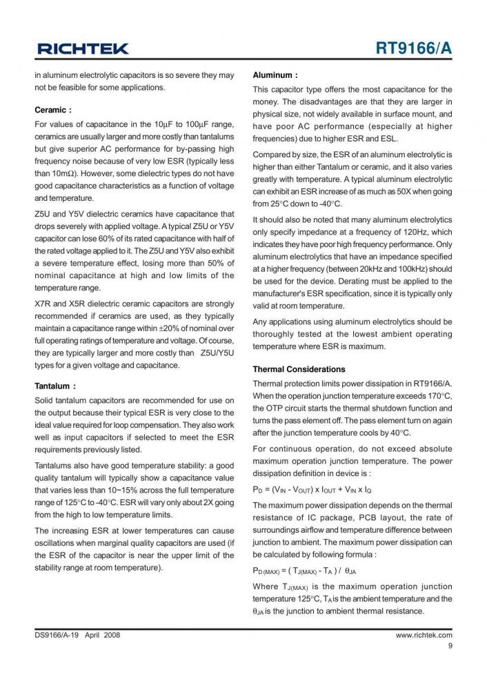 RT9166/A datasheet page 9