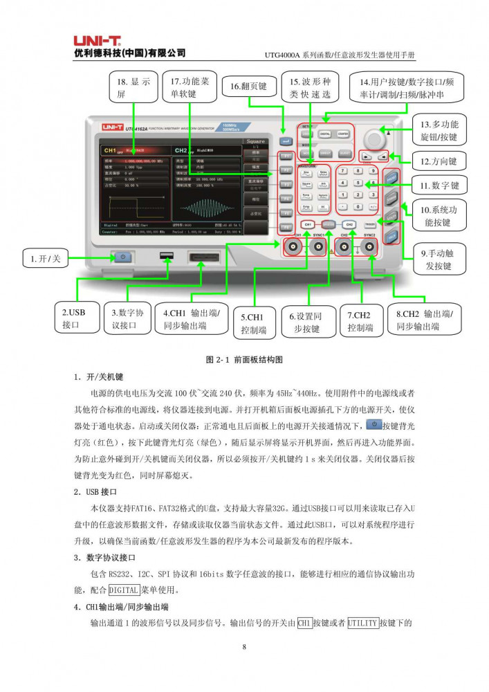 UTG4162A manual page 8