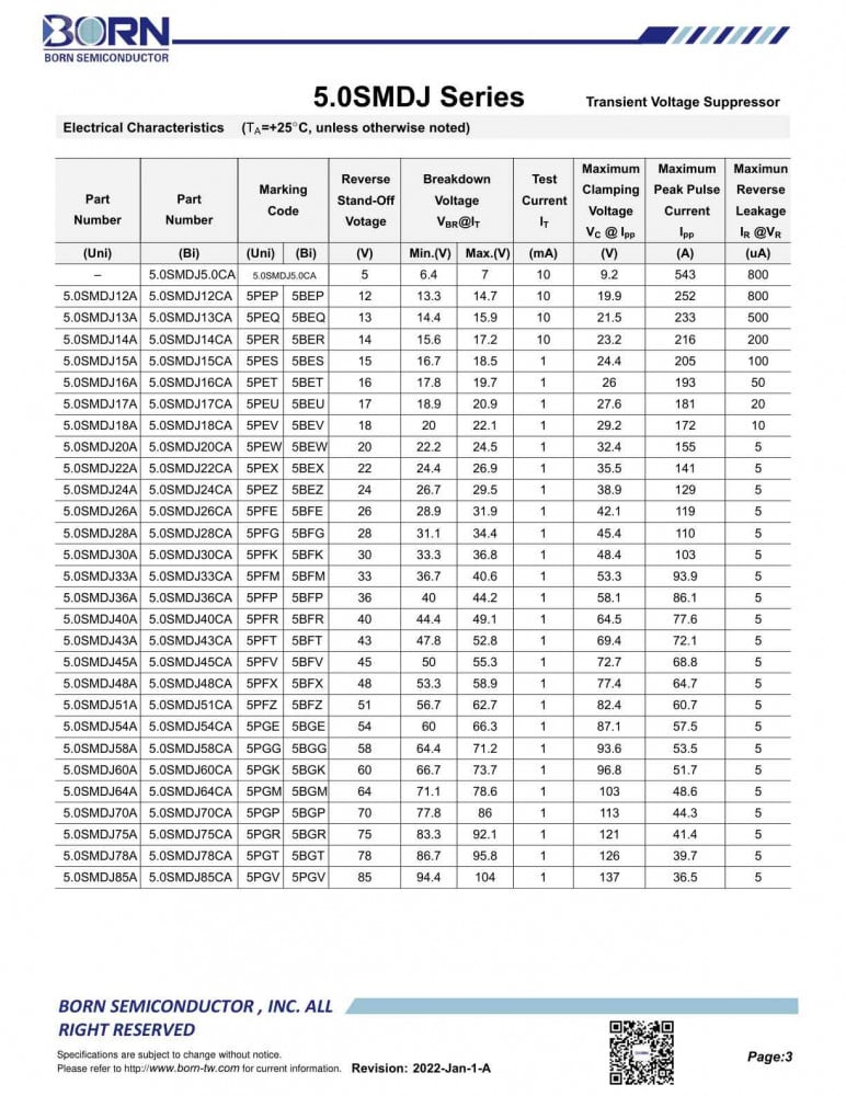 5.0SMDJ series datasheet page 3