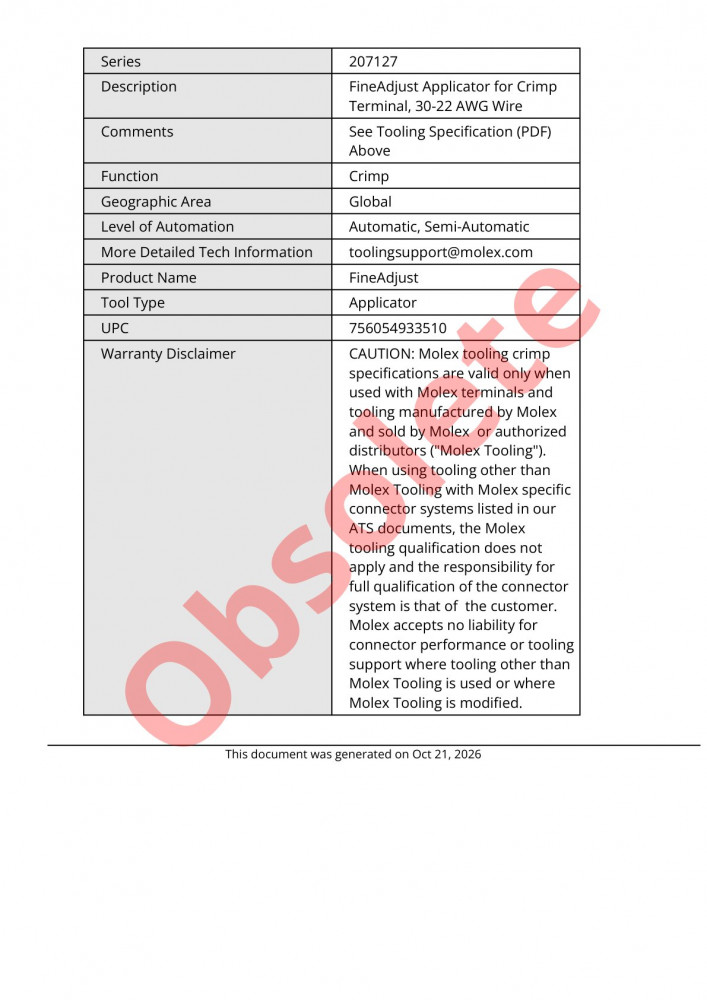 Molex 639004700 tooling document page 2