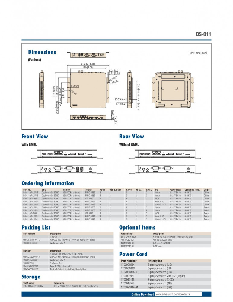 DS-011 product documentation page 2