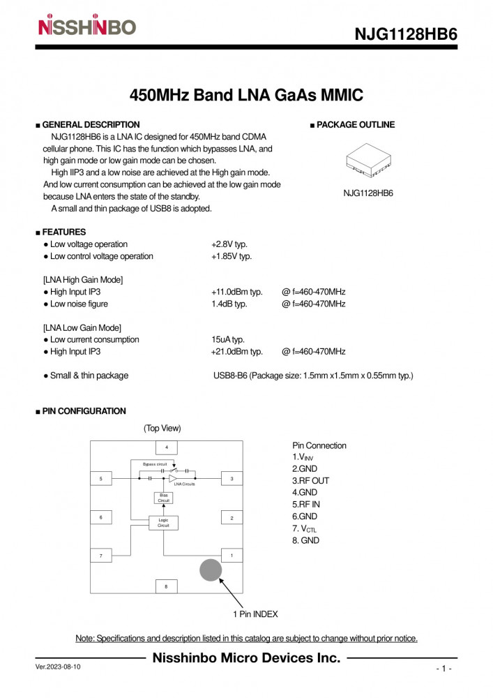 NJG1128HB6 datasheet page 1