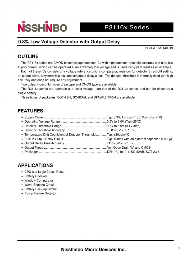 R3116 datasheet page 1