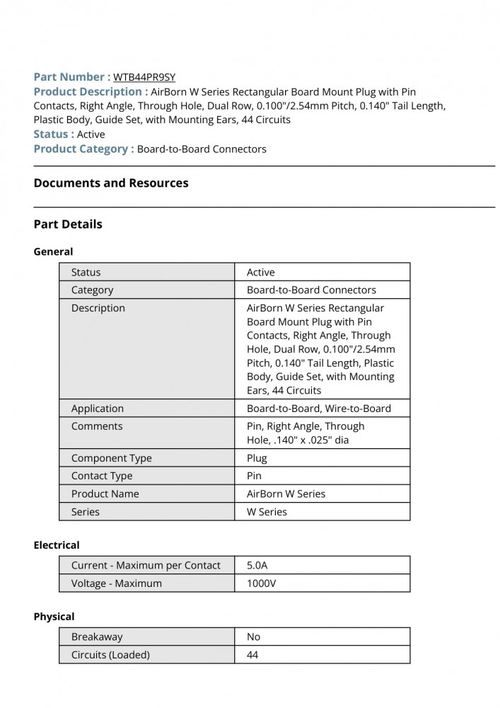 WTB44PR9SY technical document image 1