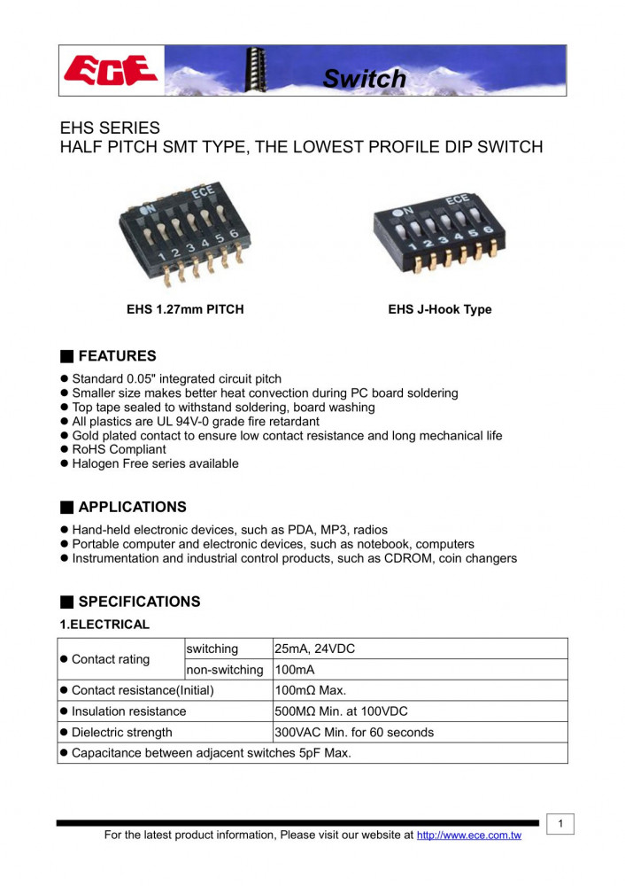 ECE EHS106LD datasheet page 1