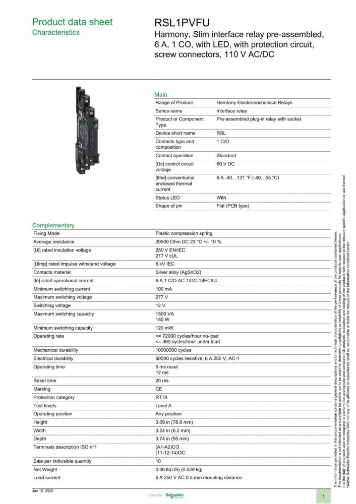 RSL1PVFU technical document page 1