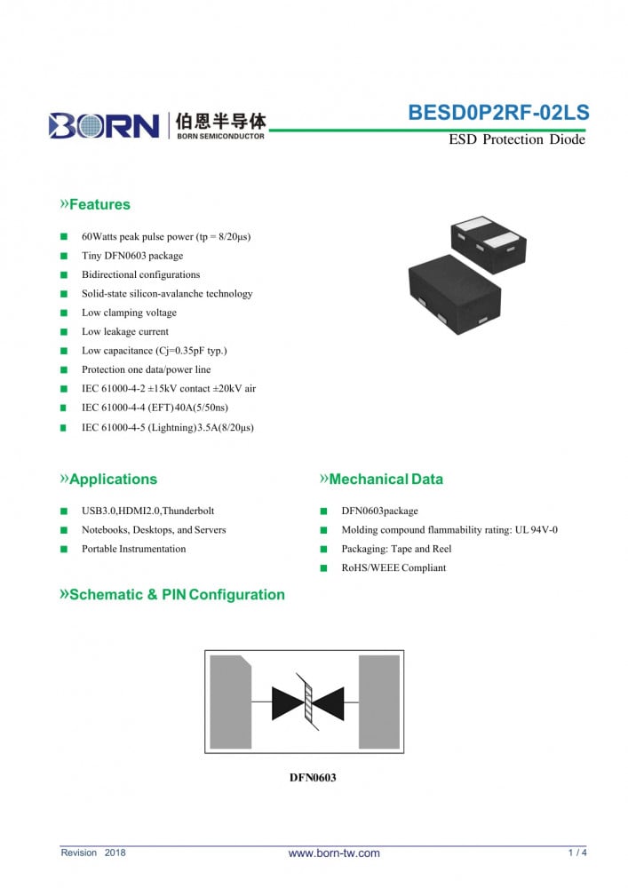 BESD0P2RF-02LS technical document page 1