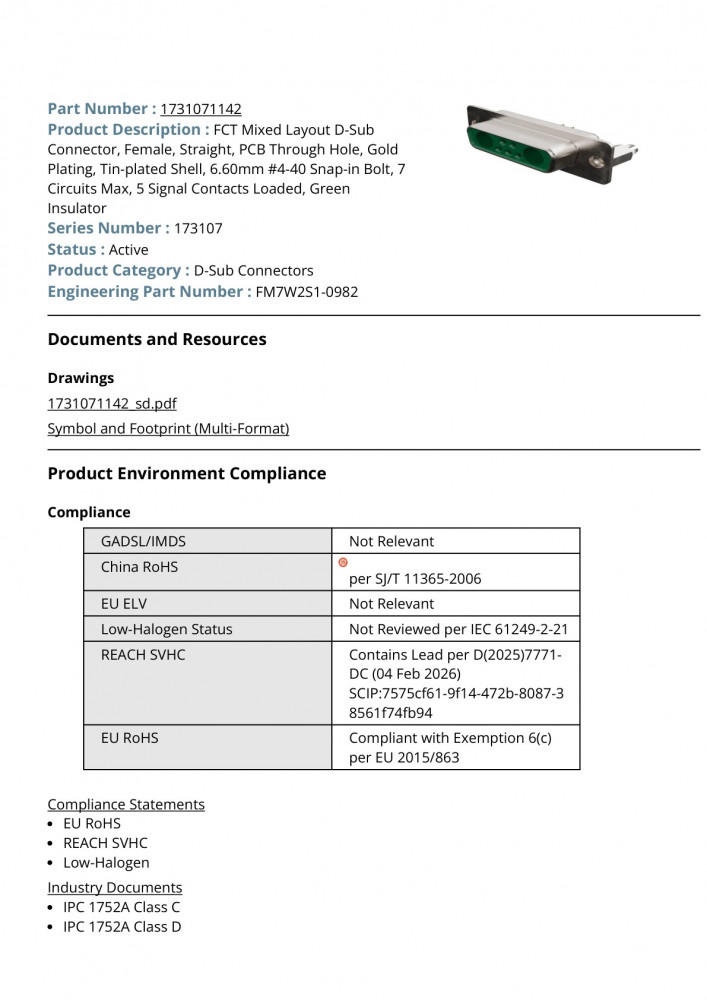 MOLEX 1731071142 drawing preview, page 1