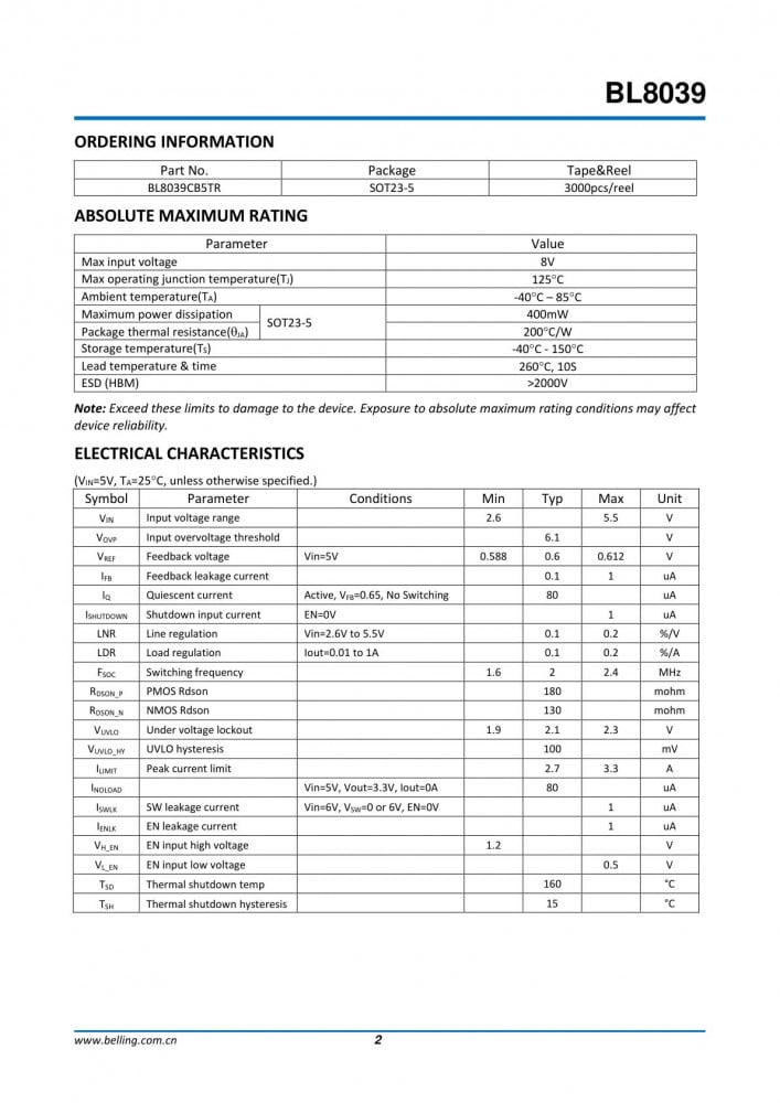 BL8039CB5TR datasheet page 2