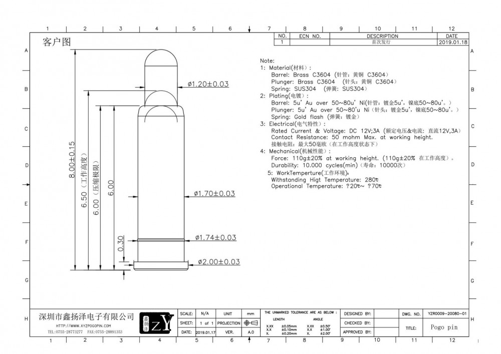 YZR0009-20080-01 specification page 3