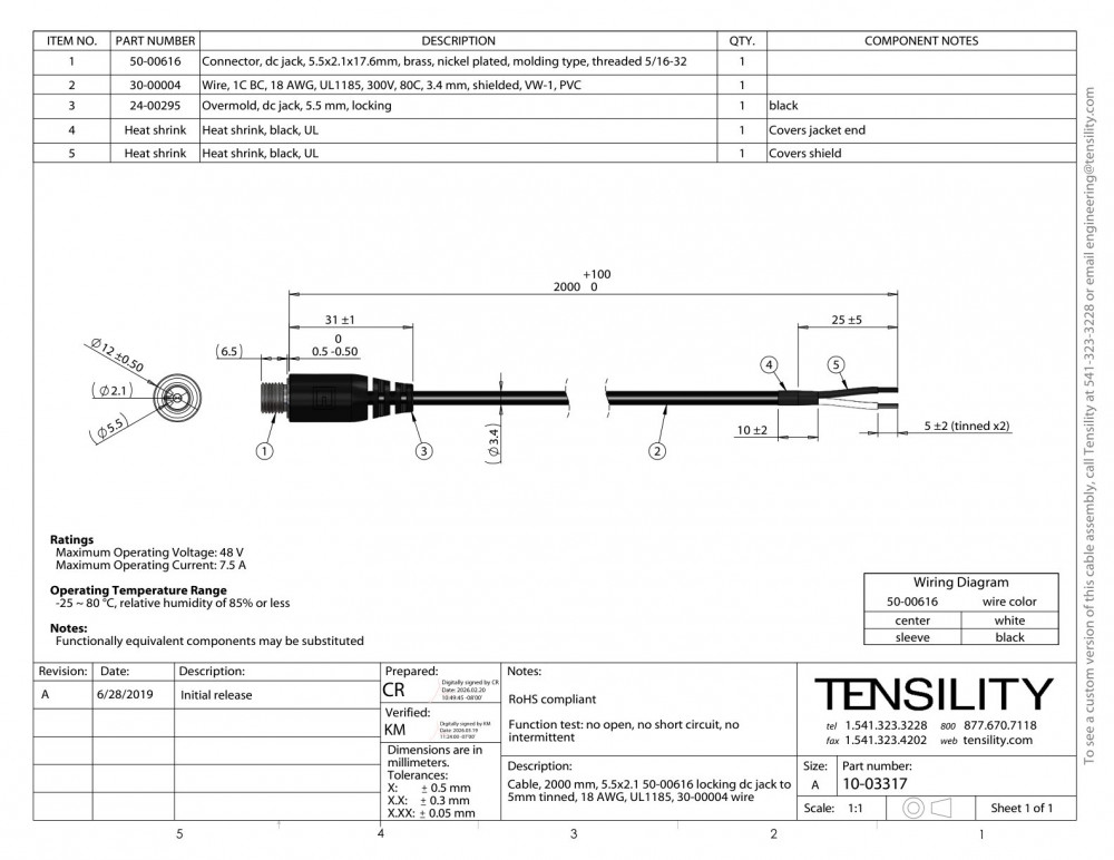 10-03317 product drawing and wiring documentation