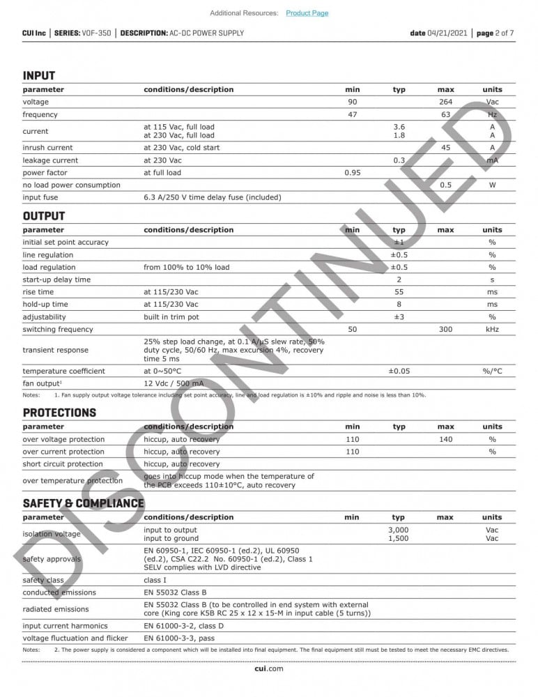 VMS-350-48-1 datasheet page 2
